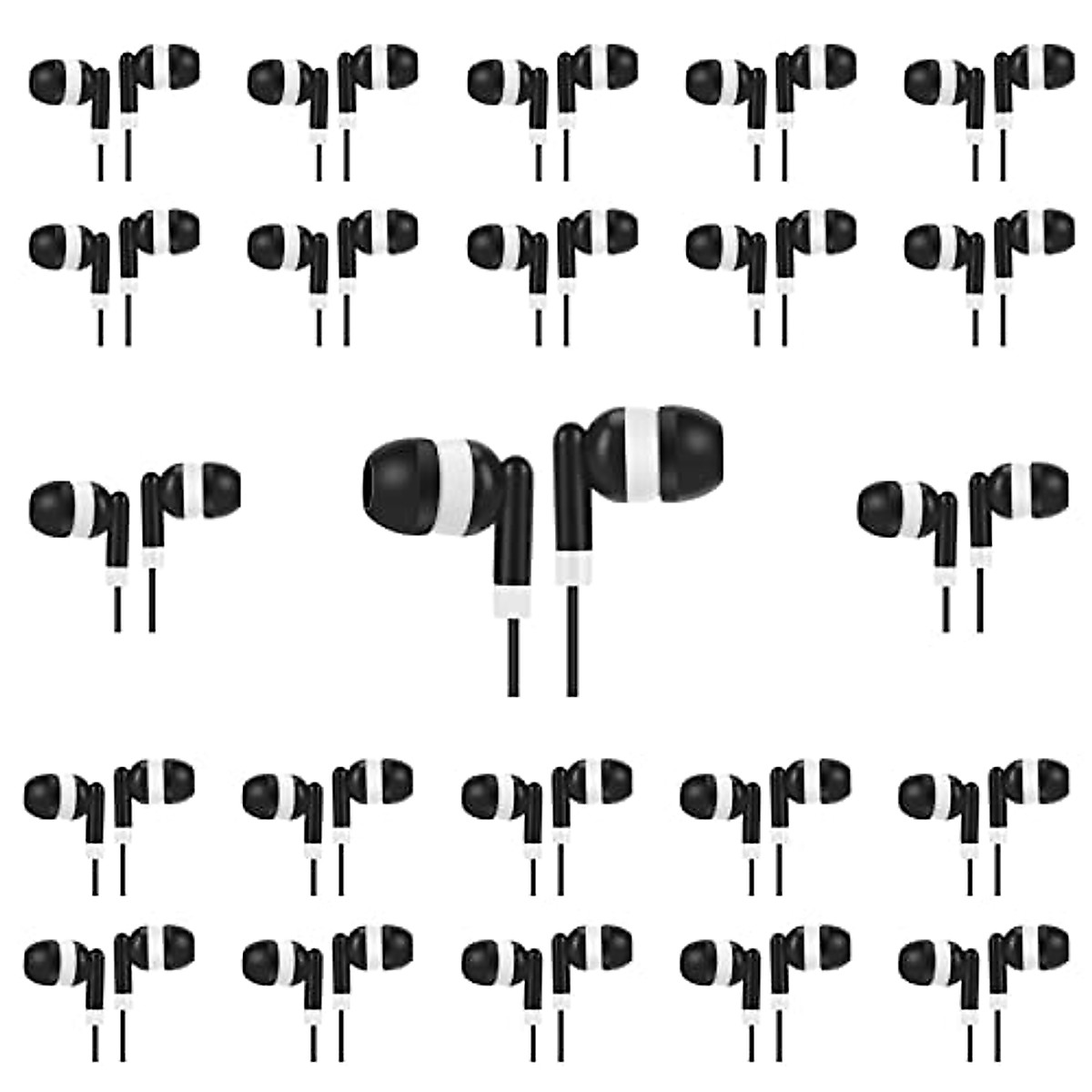 Earbuds Bulk 100 Packs Black Student Headphones for Classrooms Wired Earphones Individually Bagged for School Hospital Airplanes (Black)
