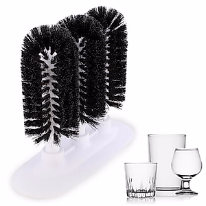 Glass Cleaning Brush, 3 Brush Glass Washer – Triple Glass Rinser, Cup Washer Brush, Glass Brushes for Washing Glasses