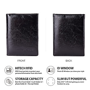 ZLONUBEY Wallets for Mens RFID Protection Leather Slim Small Womens Wallet Business Card Holders (Black)