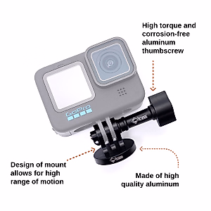 CHRONOS Aluminum Alloy CNC Metal GoPro Tripod Adapter Mounts/Monopod Mount with Aluminum CNC Thumb Screw for Go Pro Cameras, DJI Osmo Action, & Insta 360 One. Great for attachments and Clamps