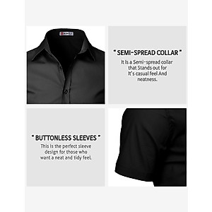 H2H Black Button up Shirt Men Black US L/Asia XL (KMTSTS0132)