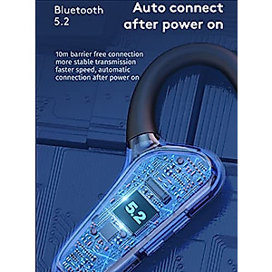 Bone Conduction Headphones Open Ear Wireless Bluetooth 5.2 Sports Headset Waterproof Earbuds with Microphone Long Battery Life Neckband for Running Workout Cycling Android iOS