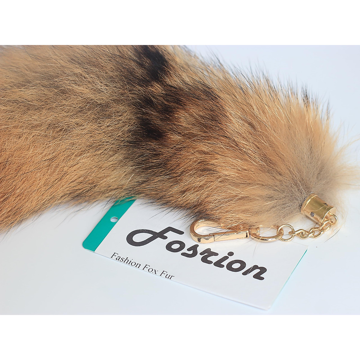 Fosrion Real Fox Tail Fur Keychain Clasp Fashion Charm Cosplay Toy (Red & Thin)