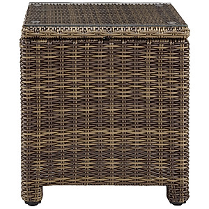 Crosley Furniture Bradenton All Weather Rattan Wicker Outdoor Side Table for Patio, Deck, Porch, Brown