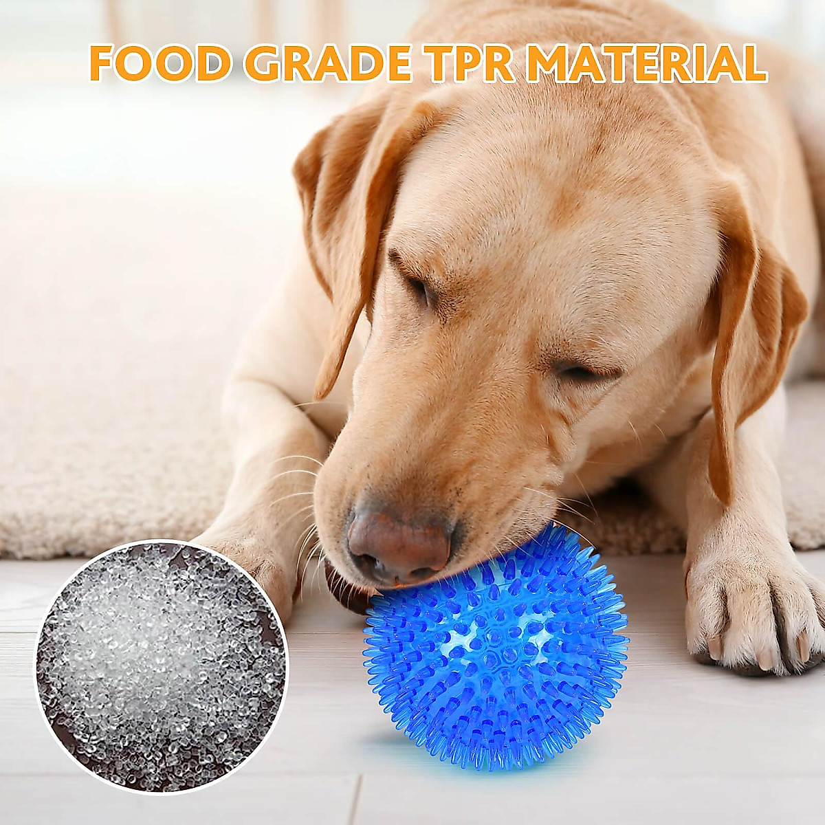 petizer 2-Pack 4.5" Squeaky Dog Toy Balls, Floating Dog Pool Balls, Dog Spiky Balls, Interactive Fetch Toys for Puppy, Dog Chew Toys (4.5", Large Dog)