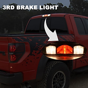 GRAND ORANGE Third Brake Light Compatible with Ford F150 2004 2005 2006 2007 2008 3rd Brake Tail Light Assembly Cargo Light Halogen