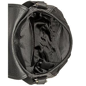 INC Womens Ella Leather Trim Tassel Saddle Handbag Black Small