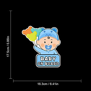 Iprokiu Cartoon Baby on Board Car Sticker Cute Baby and Balloon Kids on Board Car Window Bumper Decal Waterproof Vinyl Baby in Car Decal Safety Sign Vehicle Truck SUV Car Styling (Cute Boy)