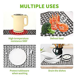 Kitchen Sink Mat, 26''x14'' Silicone Sink Protectors Mats for Bottom of Kitchen Sink, Non-slip Heat Resistant Sink Liners for Farmhouse Stainless Steel Sink Rubber Sink Mat（For Center Drain Hole Sink）