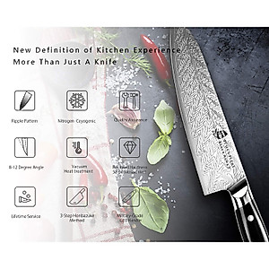 TUO Chef Knife - Kitchen Knives 8-inch High Carbon Stainless Steel - Pro Chef Vegetable Meat Knife with G10 Full Tang Handle - Black Hawk-S Series Knives Including Gift Box
