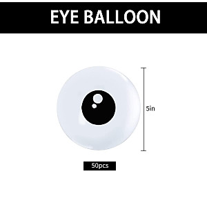 Vuzvuv 50 pcs Eyeball Top Latex Balloons Black White Eye Printed Balloon for Animals Eye DIY Creations Birthday Funny Party Halloween Decoration Garland Balloon Arch （5 inch）