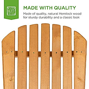 Best Choice Products Folding Adirondack Chair Outdoor Wooden Accent Furniture Fire Pit Lounge Chairs for Yard, Garden, Patio w/Natural Finish, 350lb Weight Capacity - Brown