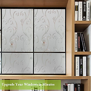 3D Flower Privacy Window Film,Frosted Decorative Glass Door Film,No Adhesive Stained Glass Window Decor,Static Cling Heat Control Anti UV for Home and Office,35 inches by 157 inches