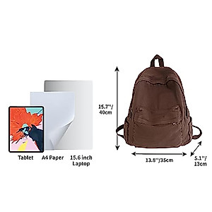BILIPOPX Aesthetic Backpack Kawaii Cute Simple Vintage Backpack for Men and Women (Brown)