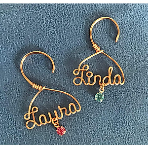 Personalized Wine Charm~Wine Glass Charm~Wire Name~17 pretty colors to choose from~Swarovski Birthstones~Handmade~Unique Gift for the Wine lover in your life