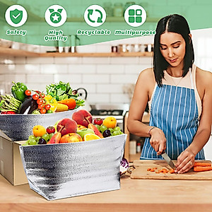 NDSWKR 10 Pack Reusable Insulated Shipping Bags, 13.4 x 13.4 x 8.35 Inch Foil Thermal Box Liners for Frozen and Hot Food, Large Insulated Grocery Bags for Lunch Box Insulation Lining Camping Picnic