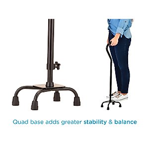 NOVA Designer Quad Cane, Lightweight Four Legged Walking Cane with Soft Grip Handle, Height (for users 4’11” - 6’4”) and Left or Right Adjustable, Blue Waves Design