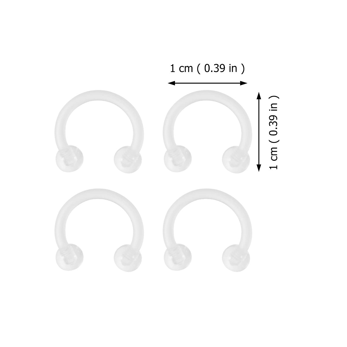 LIFKOME 18 Pcs 18G Clear Nose Rings Flexible Plastic Lip Rings Hoops Acrylic Nose Clear Septum Eyebrow Rings Clear Tragus Cartilage Retainers Plastic Tongue Lip Piercing