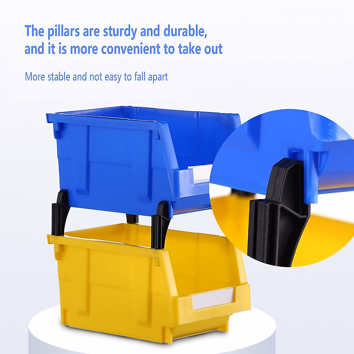 AERCANA Tool bins Garage Storage Bins Small Parts Container Stacking storage bin Wall mounted storage bins(Blue,pack of 12)