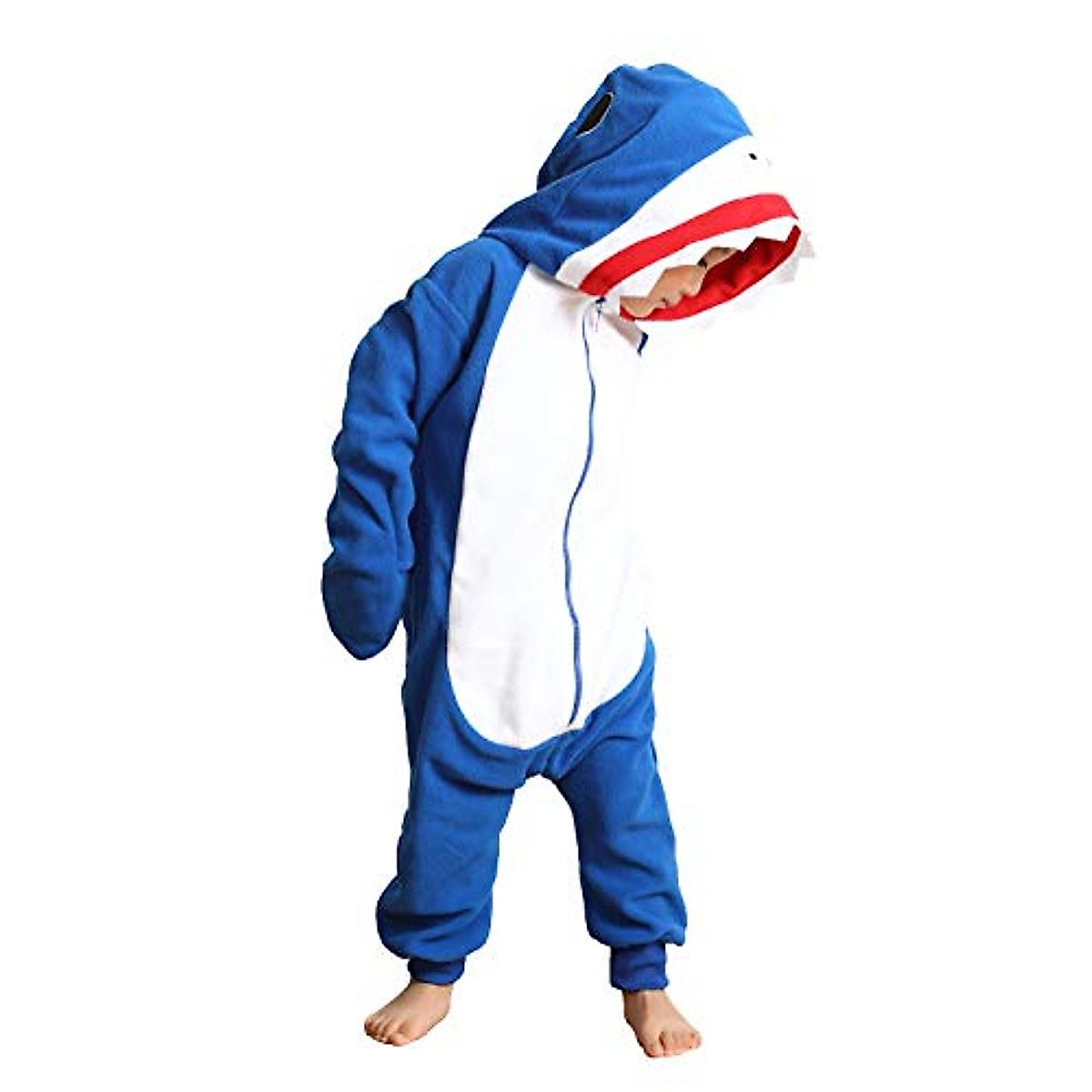OGU' DEAL Shark Onesie Sleepwear for Kids Animal Costume Halloween Hooded Jumpsuit with Pockets(Shark,85)