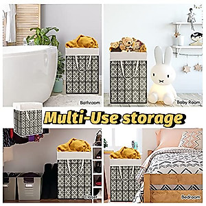 GALMAXS7 Laundry Basket Hamper Large Collapsible Metal Laundry Basket with Removable and Washable Bag Heavy Duty Laundry Basket Wire Frame Clothes Hampers for Laundry Bedroom Towels Toys