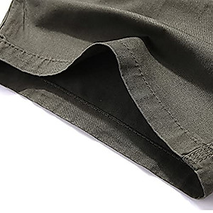 Men's Outdoor Zipper Pocket Cargo Shorts Elastic Waist Hiking Tactical Shorts Multi Pockets 3/4 Long Short Pants (ArmyGreen,4X-Large)