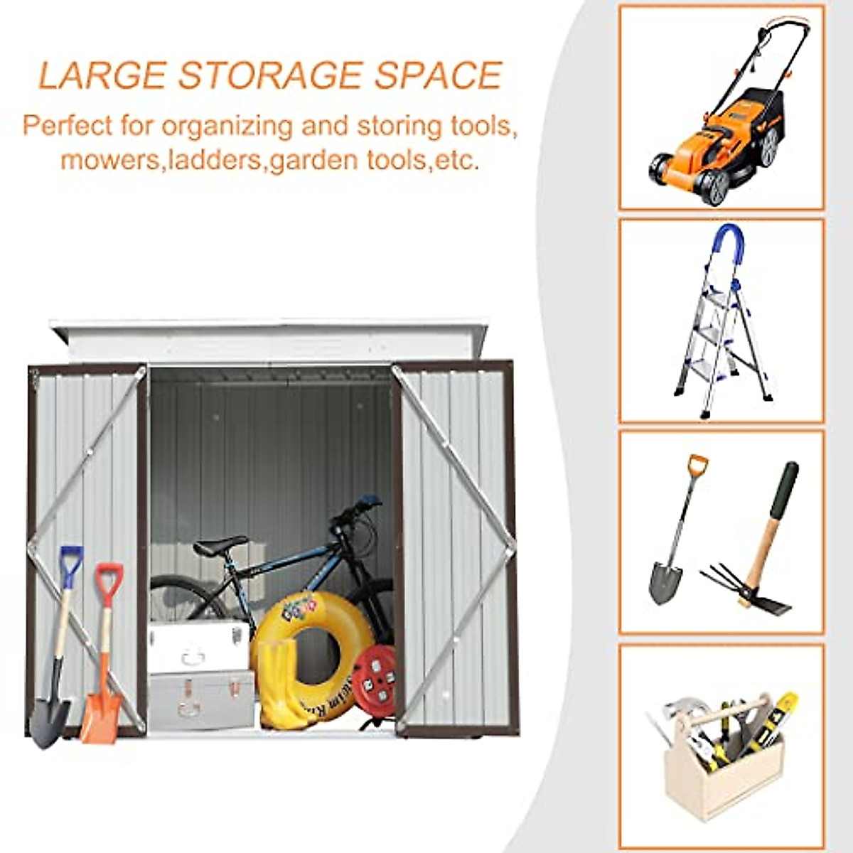 Outdoor Storage Shed 6x4 Feet Outdoor Shed,Metal Sheds Garden Shed with Lockable Door,Tool Shed for Patio Lawn Backyard,Perfect to Store Garden Tools,Bike Accessories,Lawn Mower