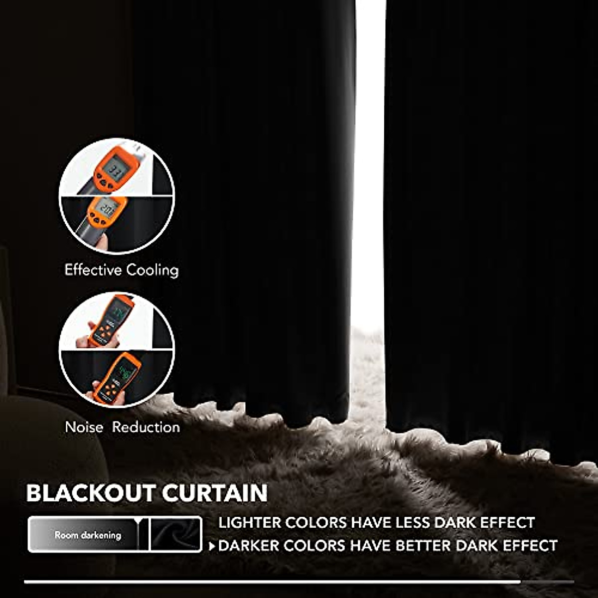 Deconovo Blackout Curtains 84 Inches Long, Black Blackout Curtains for Bedroom - 2 Panels, 52x84 Inch, Room Darkening Curtains for Living Room, Back Tab and Rod Pocket Black Curtains