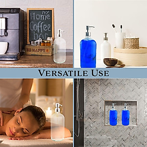 Cornucopia 32oz Glass Pump Bottles with Stainless Steel Pump (2-Pack, Clear); Economy Size Soap Dispenser for Massage Oils, Lotions, Liquid Soaps