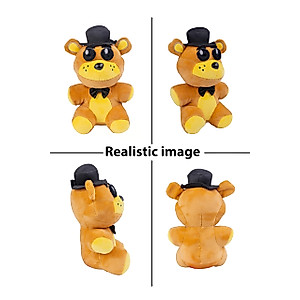 KEOGAU Golden Freddy Black Hat ( in Stock US) - Five Nights Freddy's - Fazbear Collectible Figure - F-N-A-F Nightmare Plush (Golden Bear ) 7''/Toy, Golden Bear Black Hat
