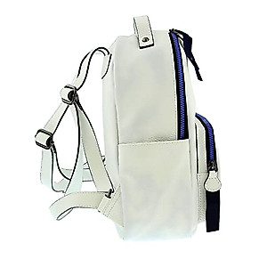 Pierre Cardin White Leather Classic Medium Double Zip Fashion Backpack for womens
