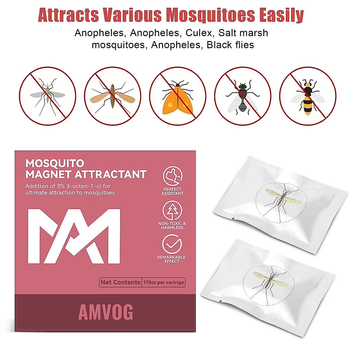 AMVOG Mosquito Magnet Octenol for Bug Zapper | Octenol Lure for Replacement | 4 Pack