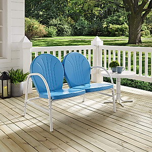 Crosley Furniture Griffith 2-Piece Retro Metal Outdoor Side Table and Loveseat Patio Furniture Set for Porch, Red