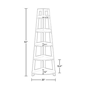 RiverRidge Kids 5-Tier Corner Ladder Floor Shelf, White (02-186)