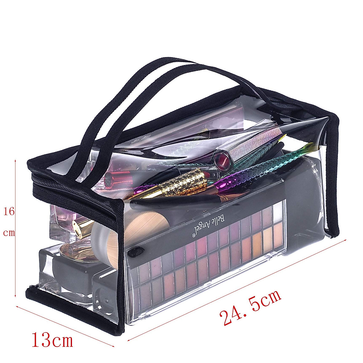 Jula Vance Small Rectangular Clear PVC Makeup Bag Make Up Artist Tool Organizer Pouch Bag Transparent Vinyl Cosmetic Bag Actor Bag with Handle