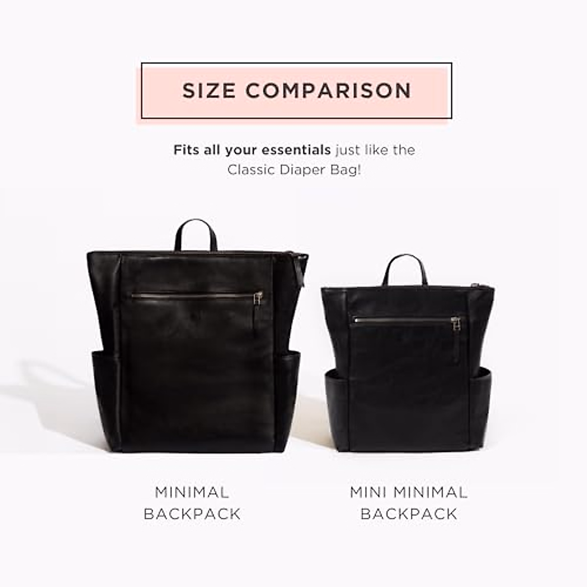 Freshly Picked Mini Minimal Diaper Bag Backpack, Onyx Black