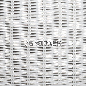 MeetLeisure Bistro Set 3 Pieces Outdoor Patio Furniture Set, Wicker Chairs Set of 2 with Outdoor Side Table, Outdoor Chairs for Patio Lawn Porch, White