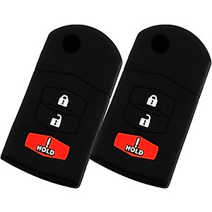 KeyGuardz Keyless Remote Car Flip Key Fob Shell Cover Soft Rubber Case for Mazda CX-7 CX-9 MX-5 MPV RX-8 (Pack of 2)