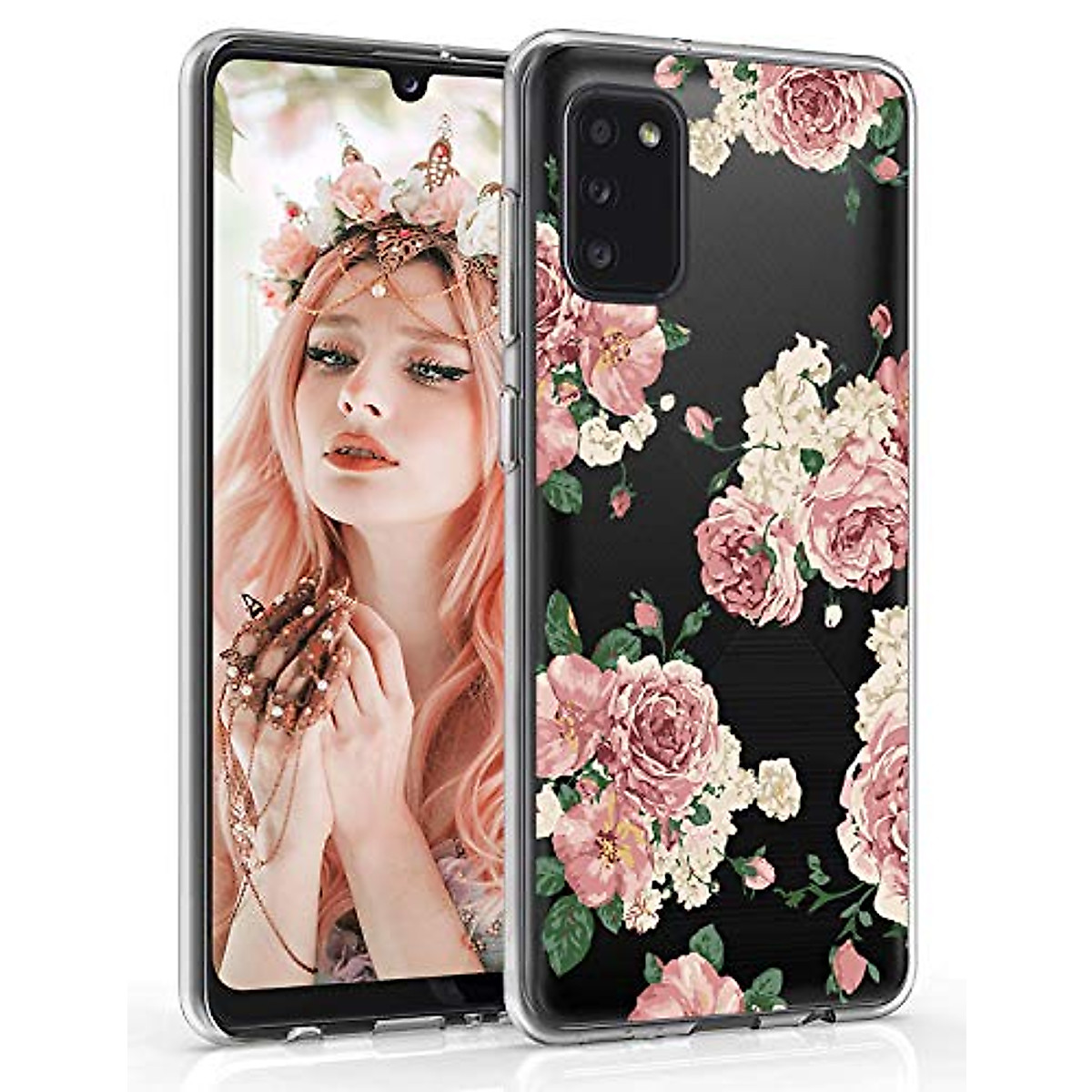 Compatible with Samsung Galaxy A02s Transparent Floral Case Flower Design Soft Clear Flexible TPU Cover for Girls Women Shockproof Slim Fit TPU Protective Case Cover for Samsung A02s