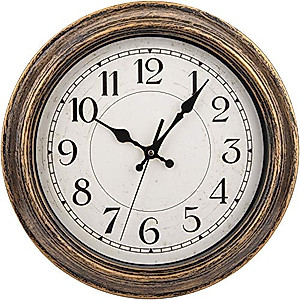 Nicunom 12-Inch Retro Wall Clock, Round Vintage Wall Clocks, Silent Non-Ticking, Classic Decorative Clock for Home Living Room Bedroom Kitchen School Office - Battery Operated