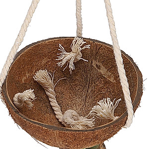 Syuanmuer Parrot Coconut Shell Swing, Hanging Bed Coconut, Bird Nest Shell Swing, Birdhouse Cage Swing Toys for Parrot Parakeet Lovebird Finch Canary.