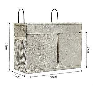 2 Pieces bedside shelf for bed college dorm Hanging Organizer for Bunk and Hospital Beds,Dorm Rooms Bed Rails,Can be Placed Glasses,Books,Mobile (Strip spinning + plaid)