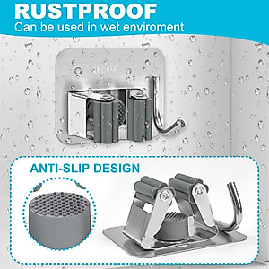 Wensdr 8 Pack Broom Holder Wall Mount, Stainless Steel Broom Holder with Hooks Screw, Heavy Duty & Rust Resistant, Mop and Broom Holder Wall Mount for Bathroom Kitchen Laundry Room Garage (Silver)