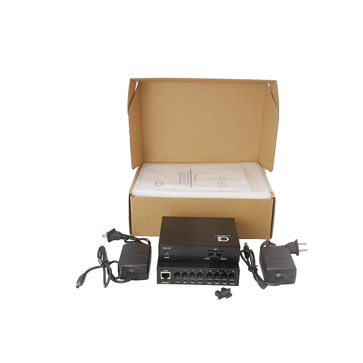 4 x POTS RJ11 Telephone and Gigabit Ethernet Over Fiber Converter - Multiplexer - Extender Set of FXS FXO Units - Universal Single and Multimode - 1 km MM (0.6 mi) 20km SM (11.4 mi) - Voice Over Fiber