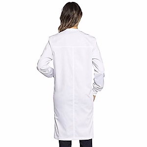 Cherokee Professional Lab Coat for Men and Women with Snap Front Closure WW350AB, M, White