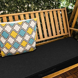 Pcinfuns Outdoor Bench Cushions,48 x 18 x 3 Inch Patio Furniture Water-Resistant Chair Cushion,Loveseat Garden Sofa Settee Couch Swing Pads with Handle and Adjustable Straps,Black