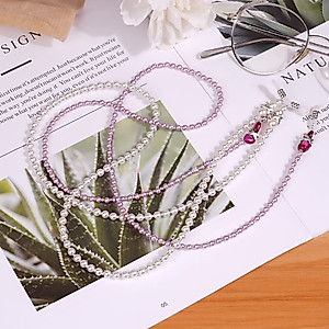 TXIN Pearl Beaded Eyeglass Chain Holder, Elegant Sunglasses Reading Glasses Cord Neck Strap Rope Holder for Women Girls (White)