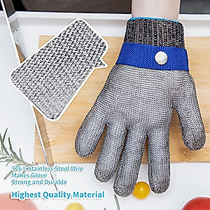 ARCLIBER Level 9 Cut Resistant Glove Stainless Steel Wire Metal Mesh Butcher Glove for Meat Cutting Oyster Shucking Chopping and Peeling