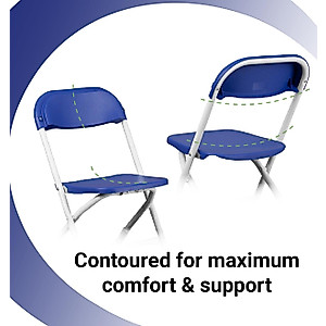 TentandTable Kids Size Poly Plastic Chairs with Metal Frame - Heavy Duty 220 lbs. Capacity - Lightweight & Stackable Folding Chair for Classroom Desk & Tables, Event, Banquet, Wedding (4 Pack, Blue)