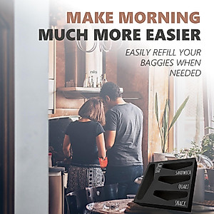 Losvio Bag Storage Organizer for Kitchen Drawer, Farmhouse Style Bags Organizer, Compatible with Gallon, Quart, Sandwich and Snack Variety Size Bag (Dark Black)